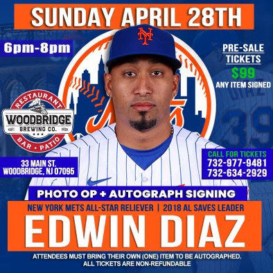 Mets’ Star Closer Edwin Diaz to Appear at Woodbridge Brewing Co in ...