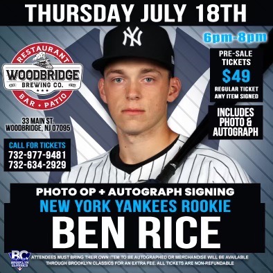 Meet New York Yankees Rookie Ben Rice at Woodbridge Brewing Co. – NY NJ ...