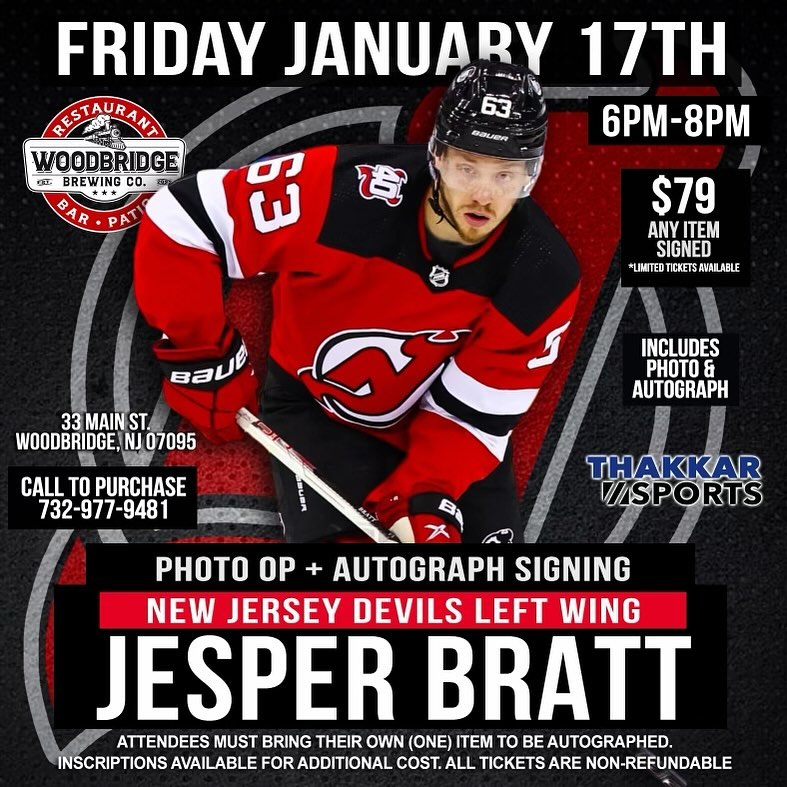Meet New Jersey Devils’ Jesper Bratt: January Autograph Event at ...