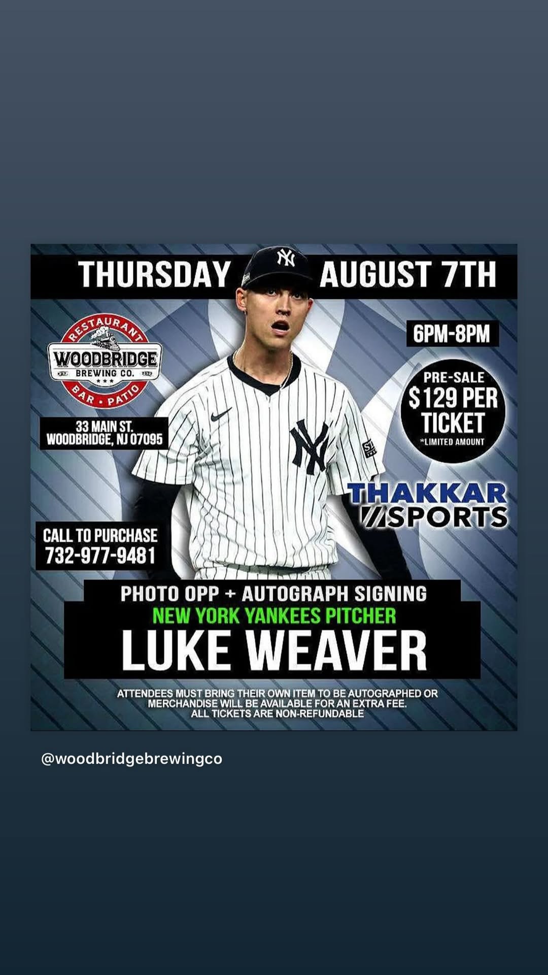 New York Yankee Pitcher Luke Weaver Autograph Event in Woodbridge, New ...