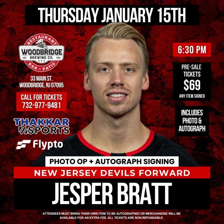 Score New Jersey Devils’ Jesper Bratt Autograph This January in New ...